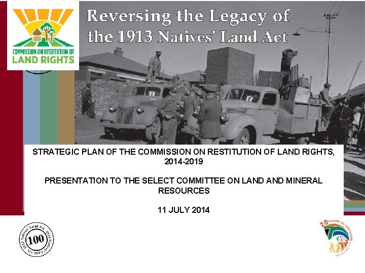 STRATEGIC PLAN OF THE COMMISSION ON RESTITUTION OF