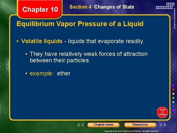 Chapter 10 Section 4 Changes of State Possible