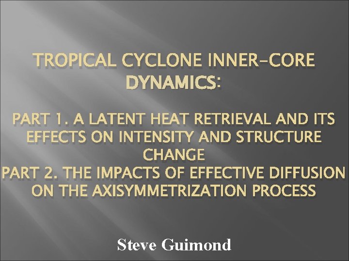 TROPICAL CYCLONE INNERCORE DYNAMICS PART 1 A LATENT