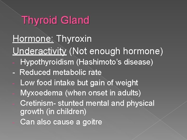 Disorders of the Endocrine System Thyroid Gland Hormone