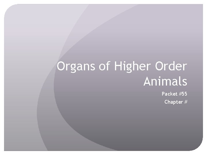Organs of Higher Order Animals Packet 55 Chapter