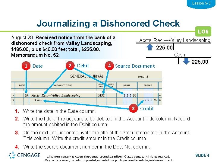 LESSON Learning Objectives 5 3 Dishonored Checks and
