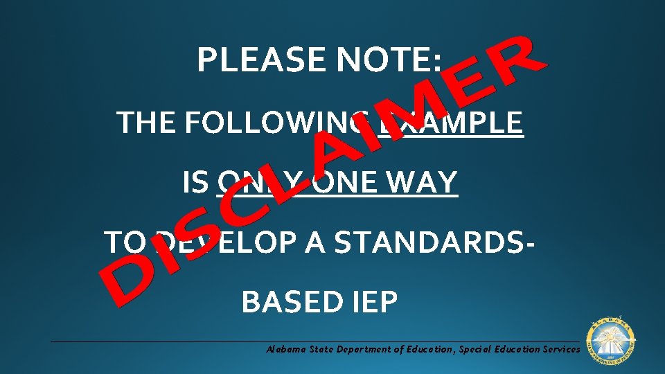 STANDARDSBASED IEP Alabama State Department of Education Special