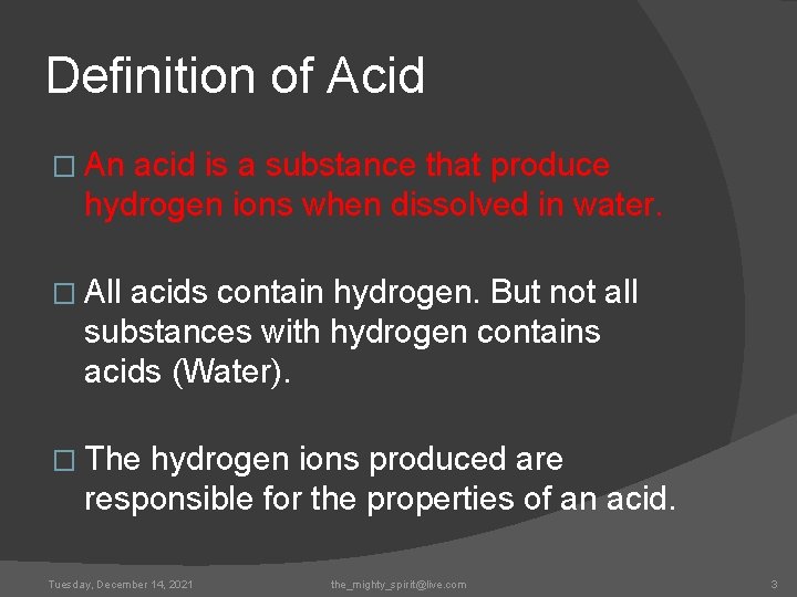 Chapter 11 Acids and Bases CHEMISTRY REVISION Tuesday