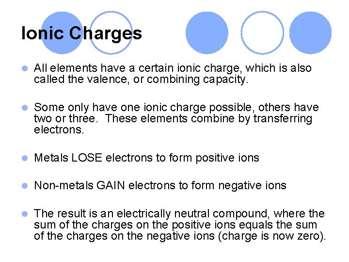 Chemistry Lesson 1 Ionic Compounds Ionic Bonds l