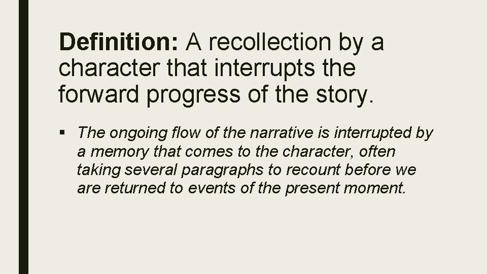 SIGNPOST 3 Memory Moment Definition A recollection by