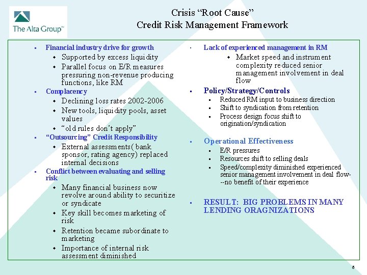 The Alta Group Round Table Tampa Florida RISK