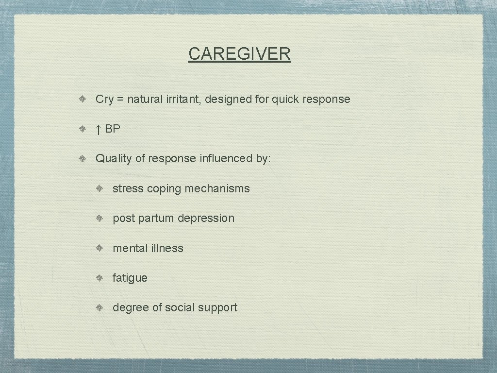 Infant Crying Behaviors Interventions Crying cycle strain phase