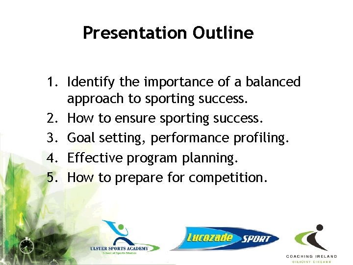 Planning For Success Preparing for Competition Lucozade Sport