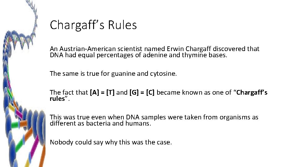 Mendel The Structure of DNA Watson Chapter 12