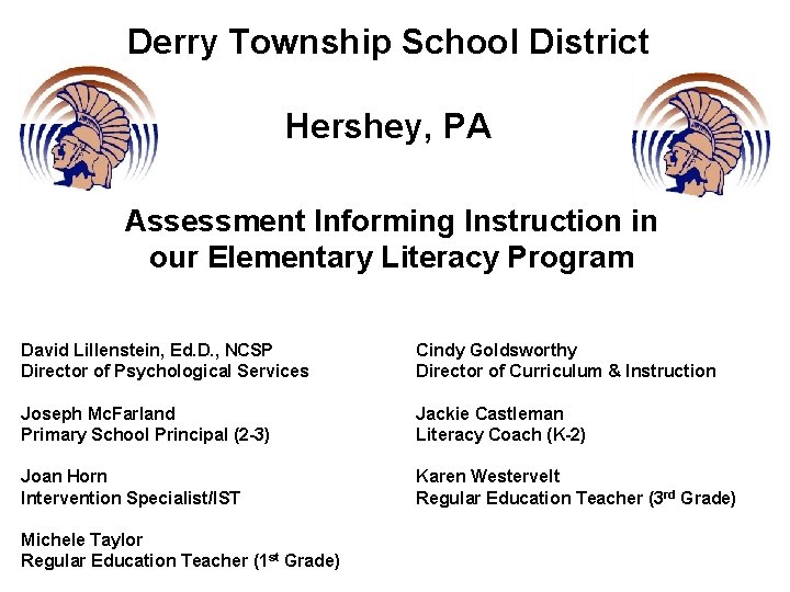 Derry Township School District Hershey PA Assessment Informing