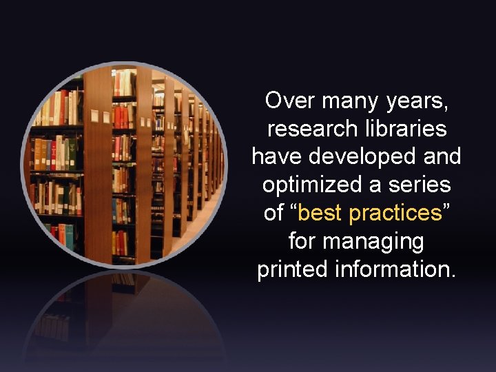 University Libraries Library Systems Office Life on MARS