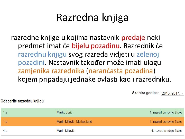 eDnevnik za razrednike Razredna knjiga razredne knjige u