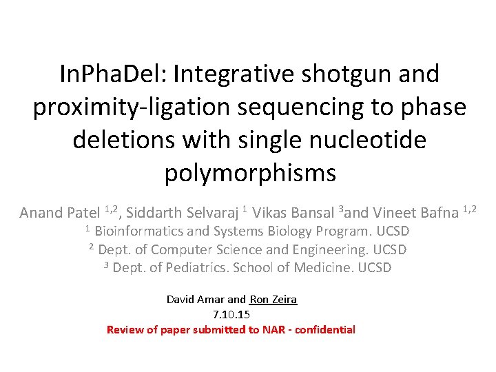 In Pha Del Integrative shotgun and proximityligation sequencing