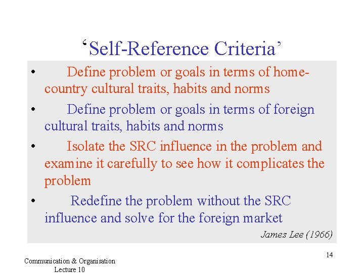 Communication in Organisation Lecture 10 Cultural Barriers to