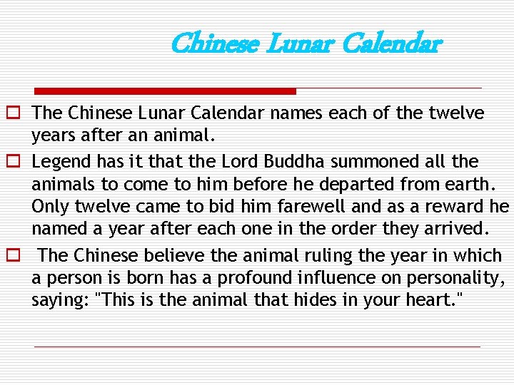 All about Chinese New Year Chinese Lunar Calendar