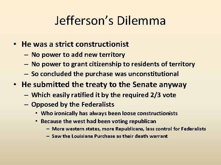 The New Nation Part II The Jeffersonian Era