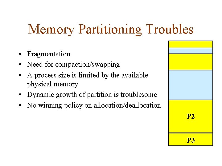 Paging Memory Partitioning Troubles Fragmentation Need for ...