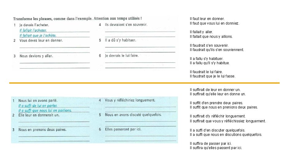 La forme impersonnelle Exercices Exercices Les verbes impersonnels
