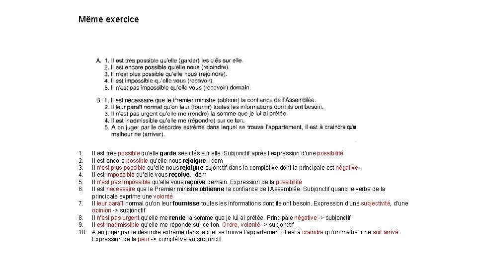 La forme impersonnelle Exercices Exercices Les verbes impersonnels