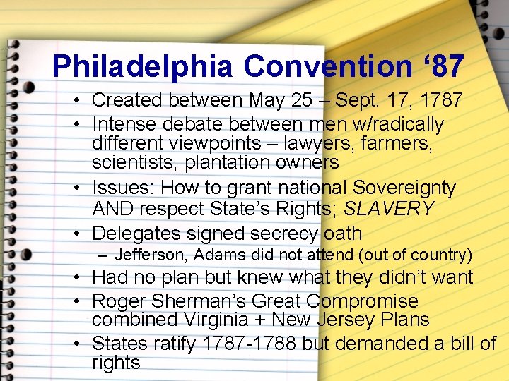 The Principles of the United States Constitution Background