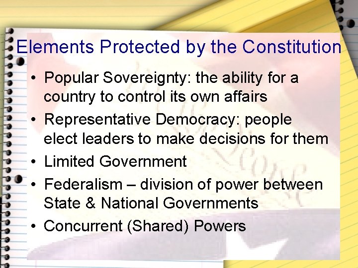 The Principles of the United States Constitution Background