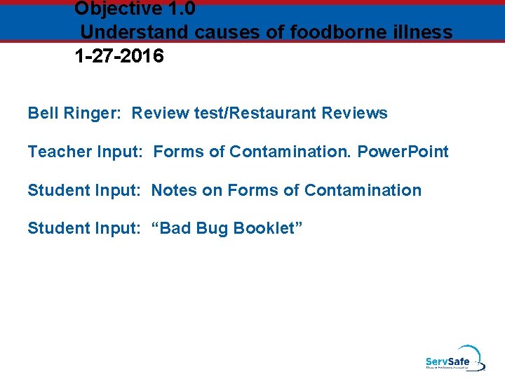 Objective 1 01 Understand causes of foodborne illness