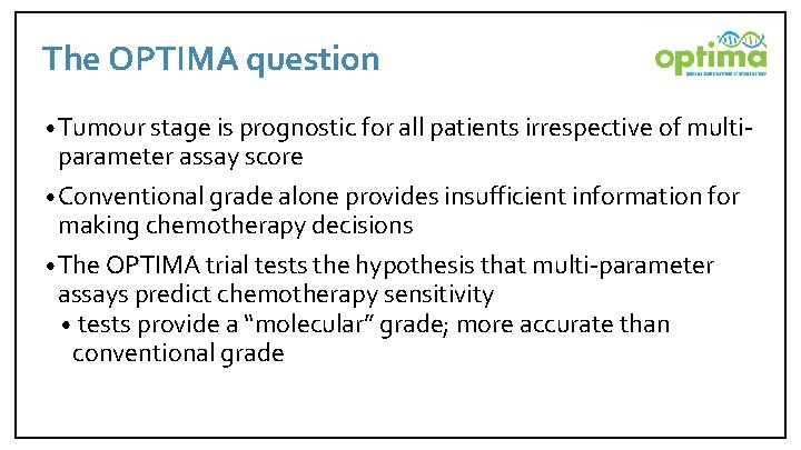 OPTIMA UPDATE Rob Stein SWAG Breast Cancer Conference