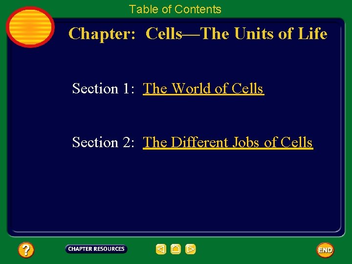 Table of Contents Chapter CellsThe Units of Life