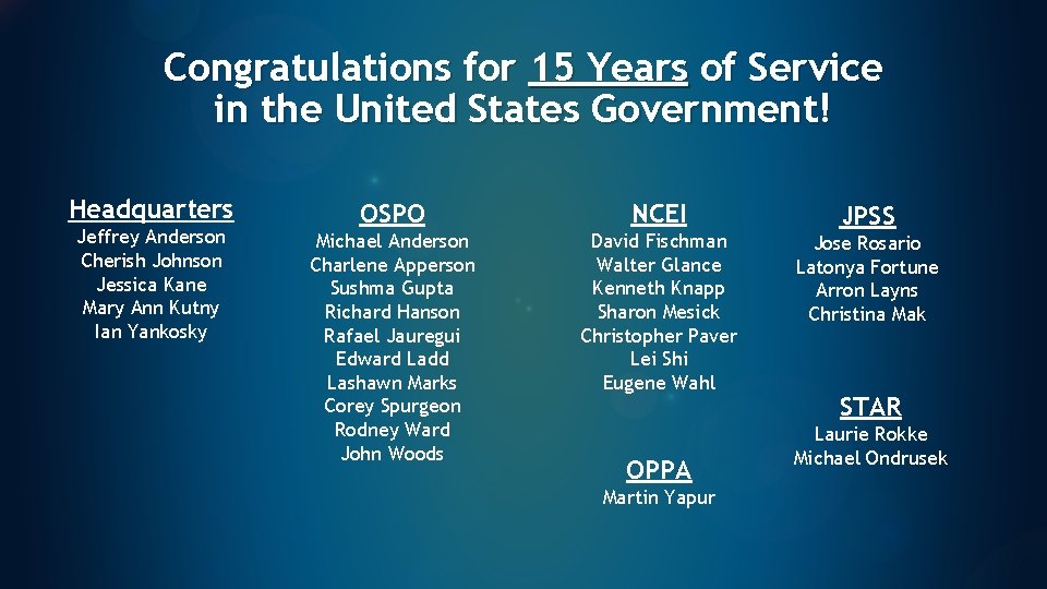 NESDIS Awards Celebration DOC Gold Medal Award DOC