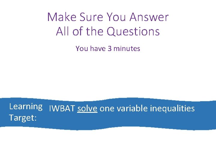 Welcome Back Wednesday Learning Target 1 Find your