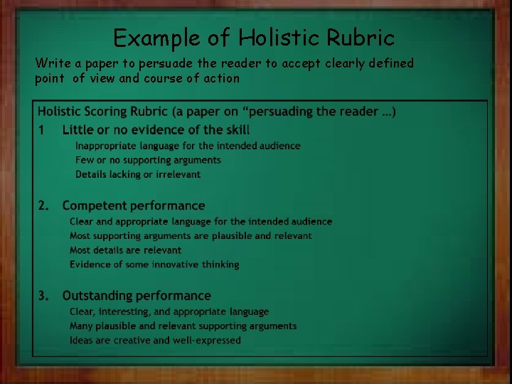 Rubrics for Process Oriented Performance Based Assessment continuation