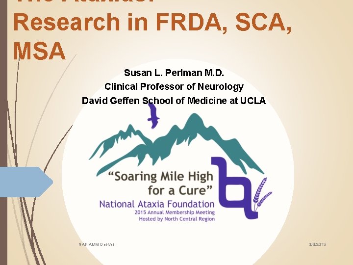 The Ataxias Research in FRDA SCA MSA Susan