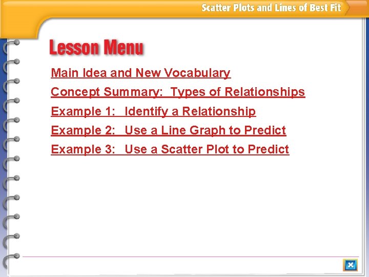 Main Idea and New Vocabulary Concept Summary Types
