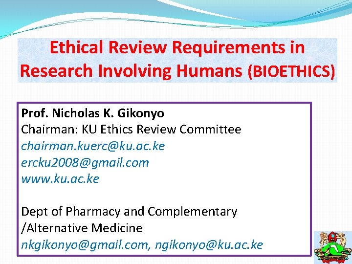 Ethical Review Requirements in Research Involving Humans BIOETHICS