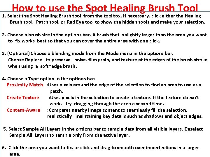 How to use the Healing Brush Tool 1