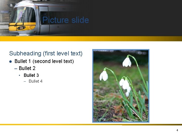 Train Template Slide Title to go here Subheading