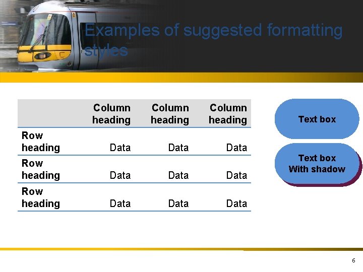 Train Template Slide Title to go here Subheading