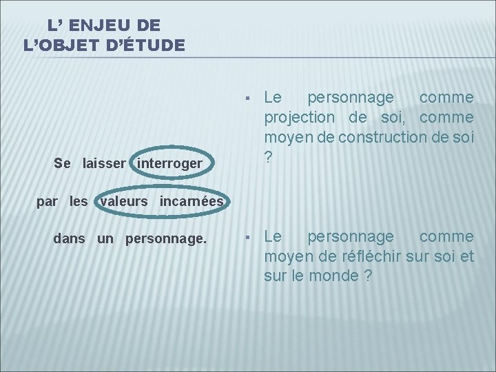 PARCOURS DE PERSONNAGES Classe de seconde Groupe de