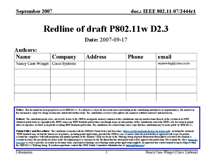September 2007 doc IEEE 802 11 072444 r