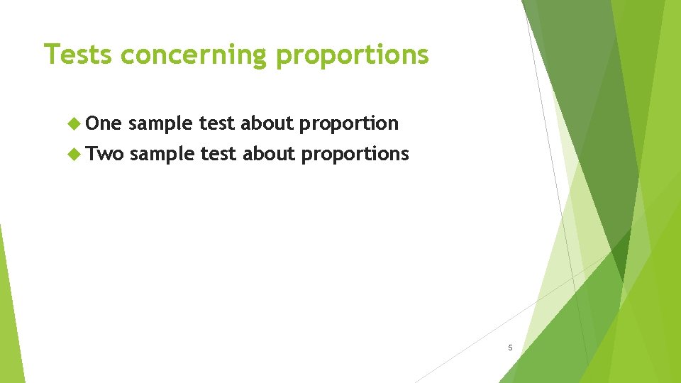 Tests about proportions Interval estimate of proportion If