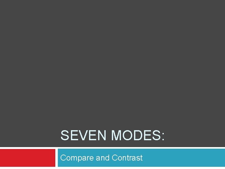 SEVEN MODES Compare and Contrast What is it