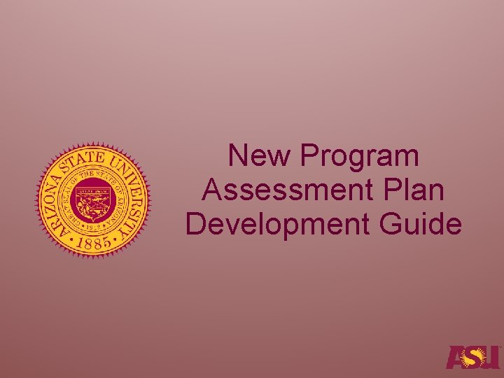 New Program Assessment Plan Development Guide Main Portal
