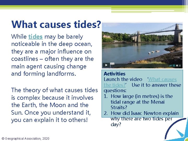 Coasts tides and currents Getting started Youll need