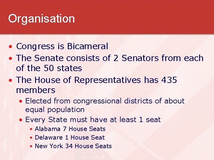 Congress explained Organisation Congress is Bicameral The Senate
