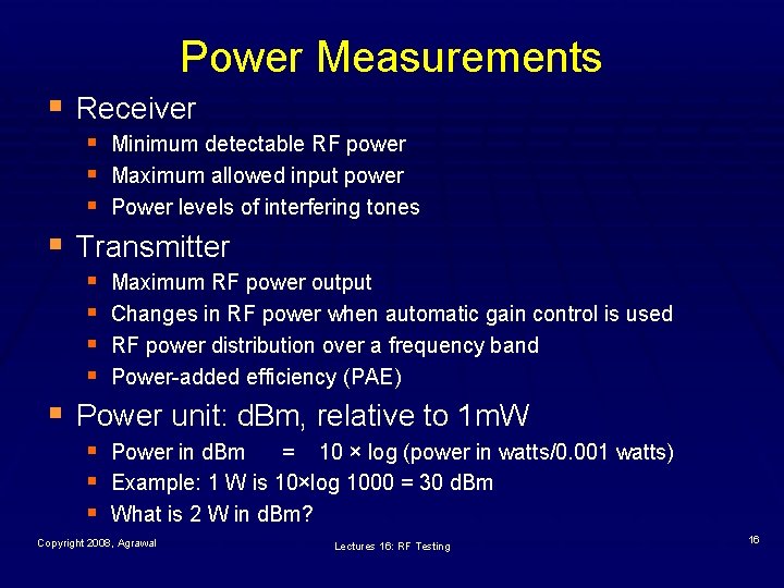 VLSI Testing Lecture 16 RF Testing I Dr