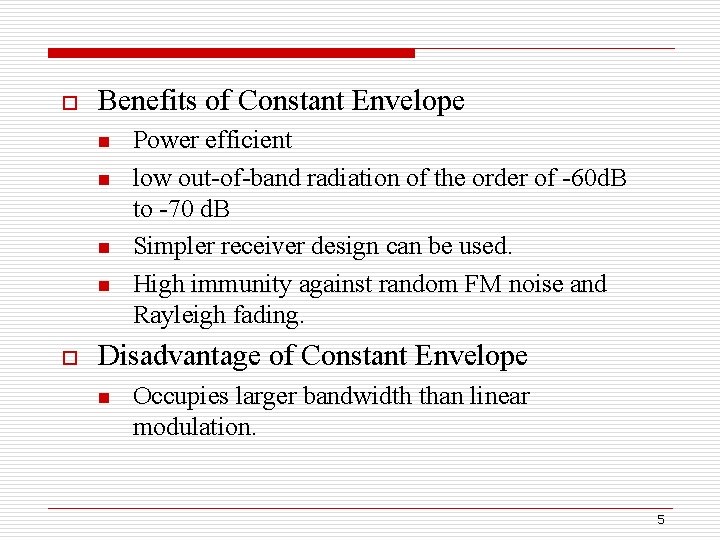 Lecture 8 Digital Modulation II Chapter 5 Modulation