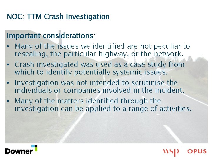 Network Outcomes Contract TTM Crash Investigation Bill van