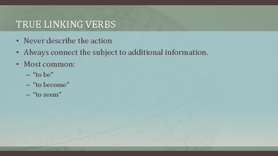 PATTERNS 4 5 USE LINKING VERBS Similar to