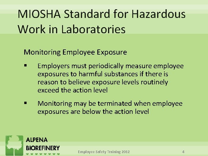 Laboratory Hygiene Plan Agenda MIOSHA Standard for Hazardous